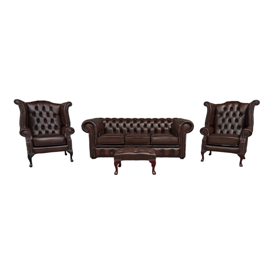 Classic Leather Chesterfield Suite 3,1,1 + Stool - Chesterfield ...